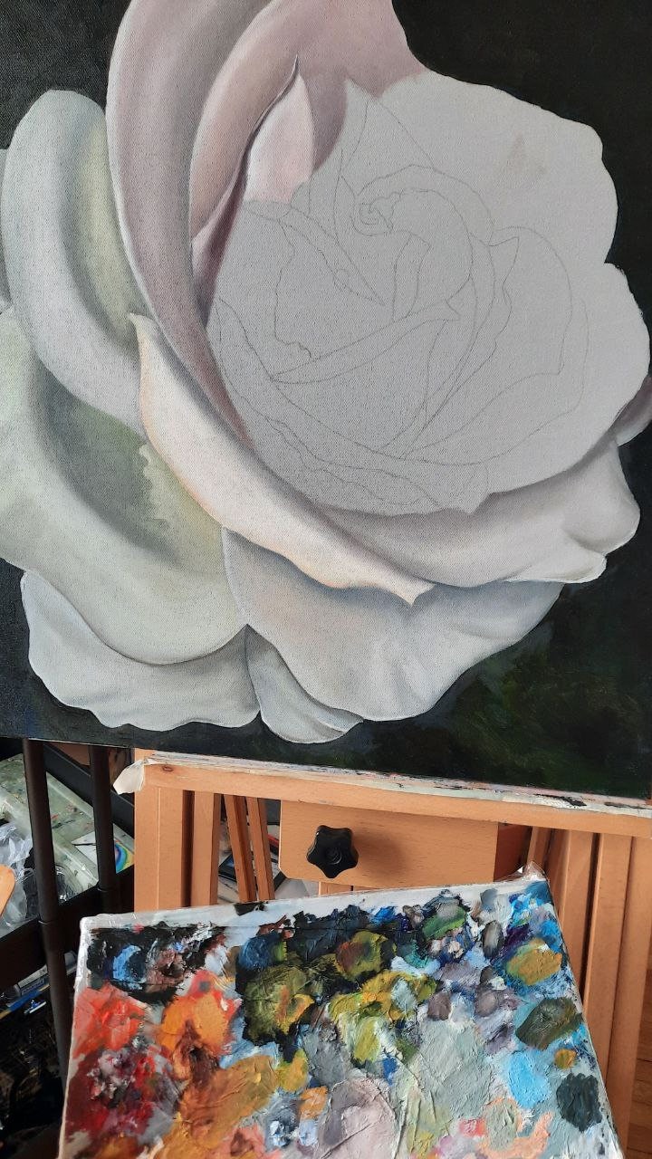 Rose Large Wall Art Original Oil Painting Floral Hyperrealism - Etsy