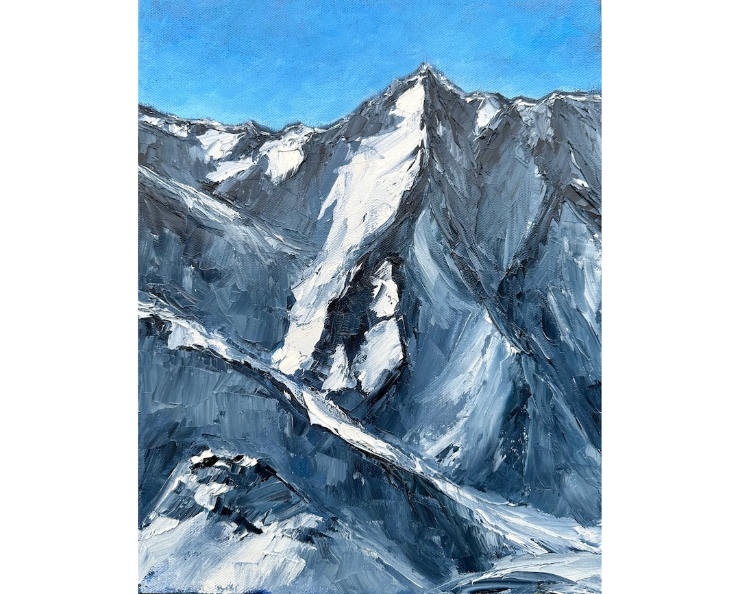 Mountain Peak Oil Painting Landscape Original Artwork Wall Art ...