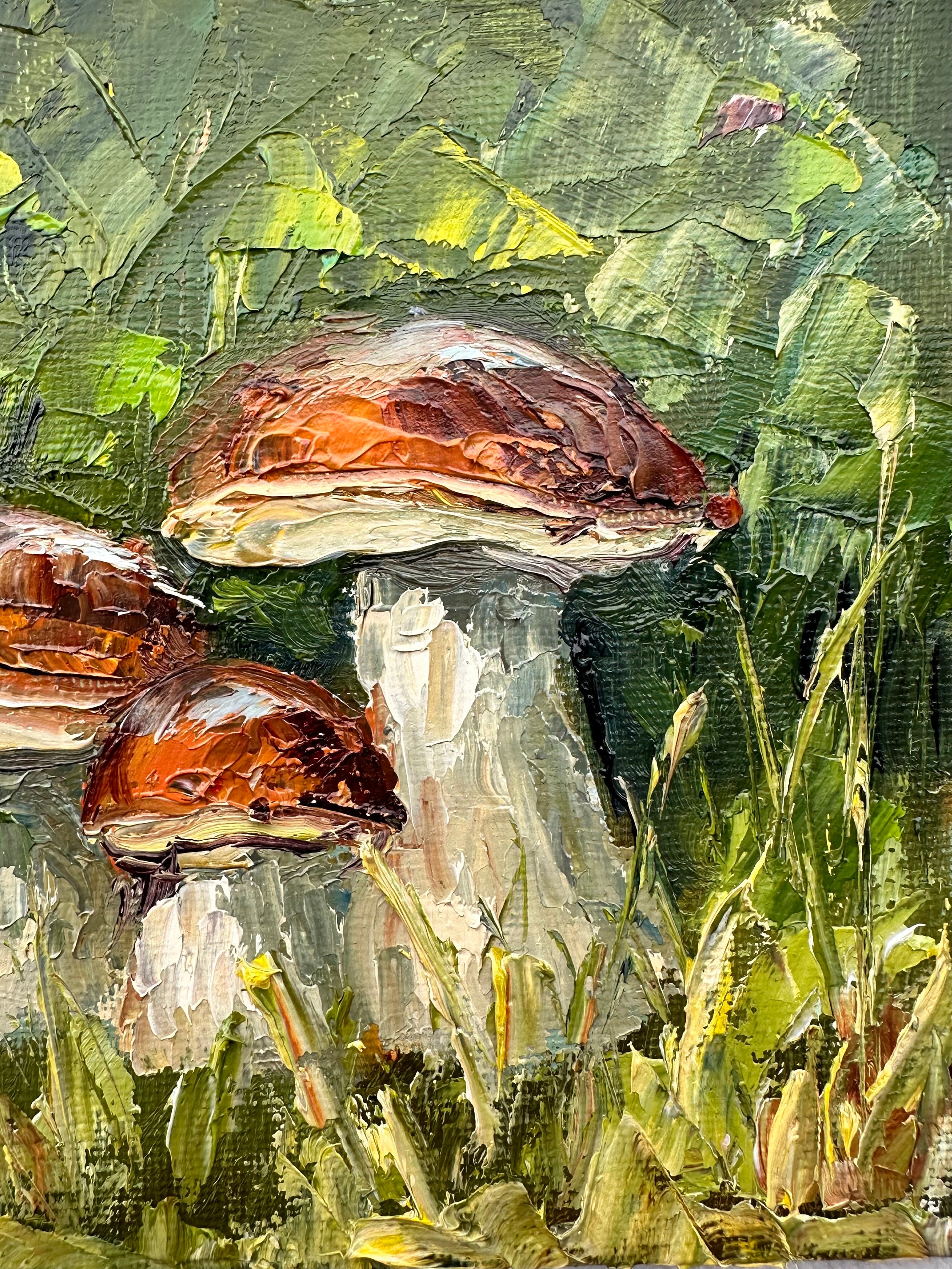 Mushrooms Oil Painting Original Artwork Fall Wall Art on Panel 5x7 Inch ...