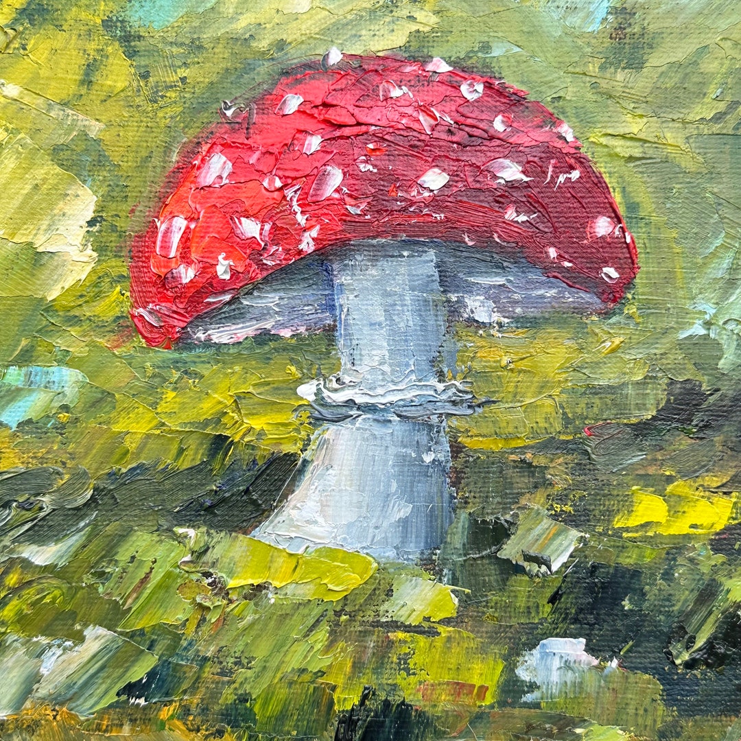 Fly Agaric Painting Original Oil Artwork Mushroom Fall Small Art ...