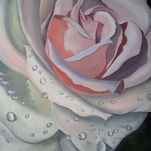 Rose Large Wall Art Original Oil Painting Floral Hyperrealism - Etsy