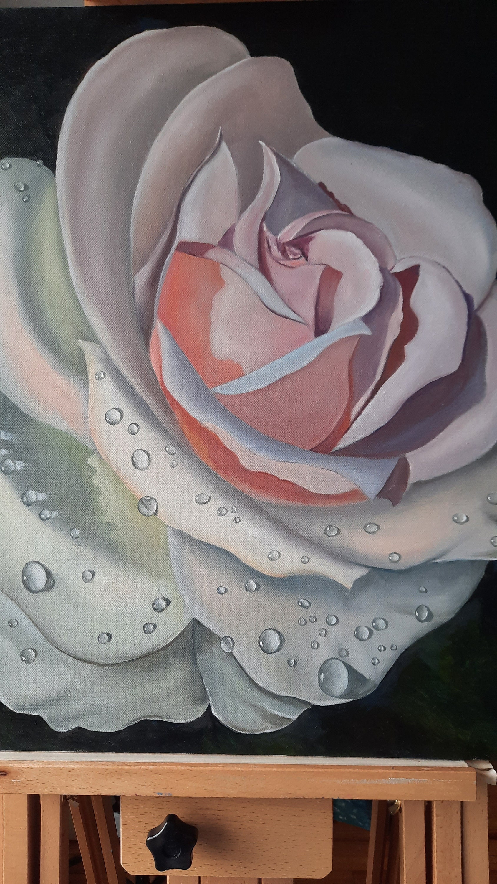 Rose Large Wall Art Original Oil Painting Floral Hyperrealism - Etsy