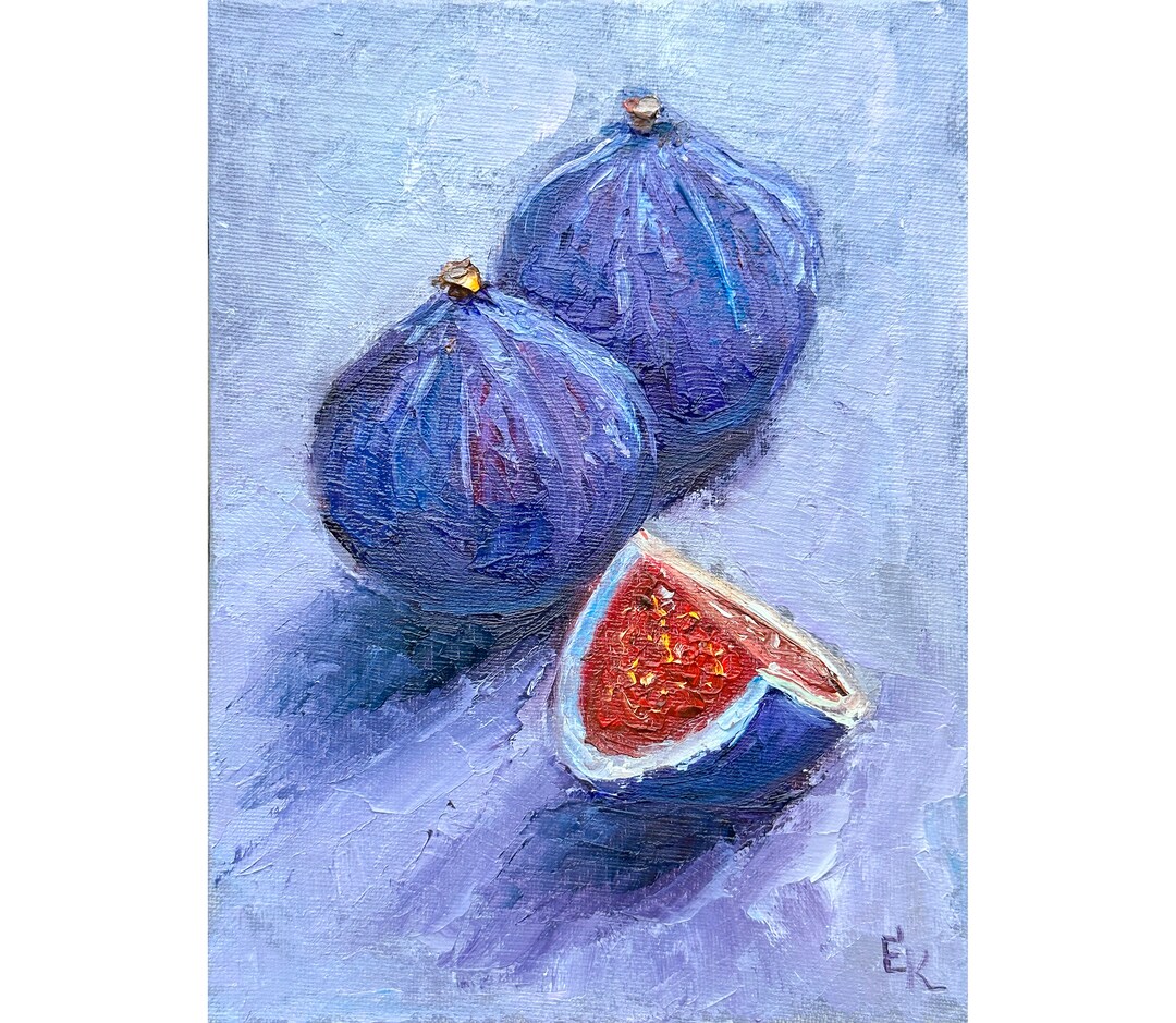 Fig Oil Painting Still Life Original Kitchen Food Art Canvas Panel 6*8 ...