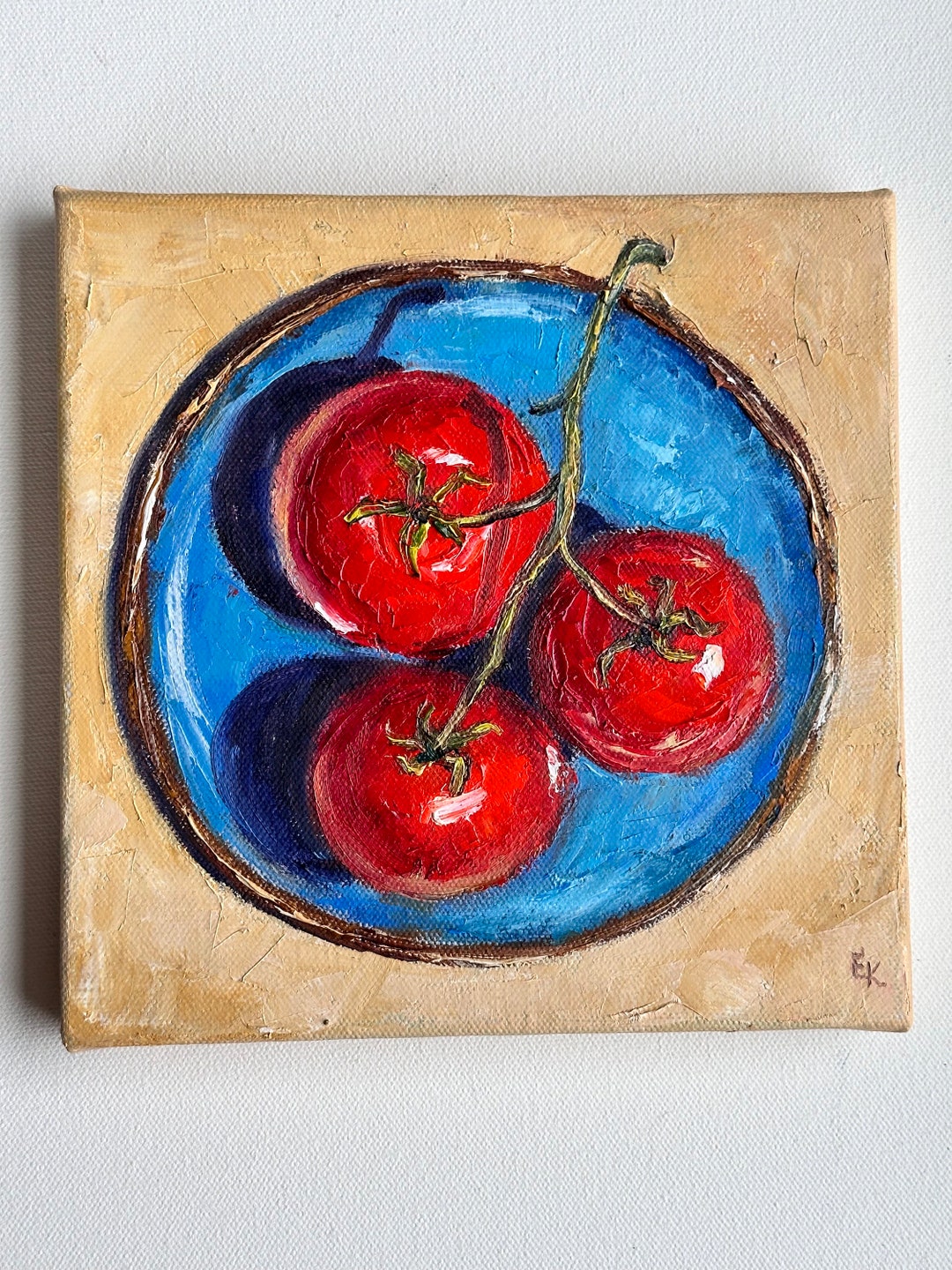 Tomato Painting Original Kitchen Small Art Food Artwork Oil on ...