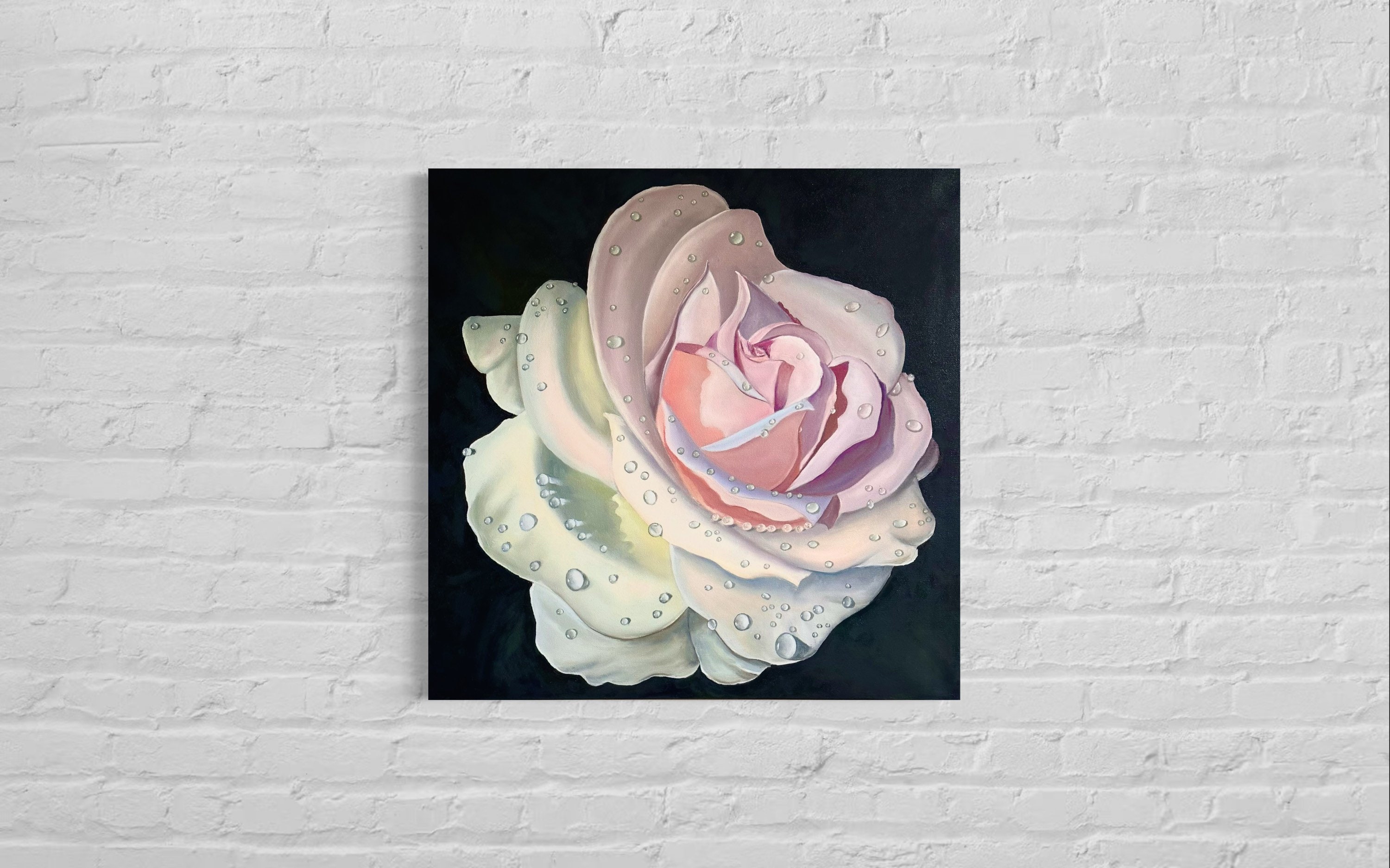 Rose Large Wall Art Original Oil Painting Floral Hyperrealism - Etsy