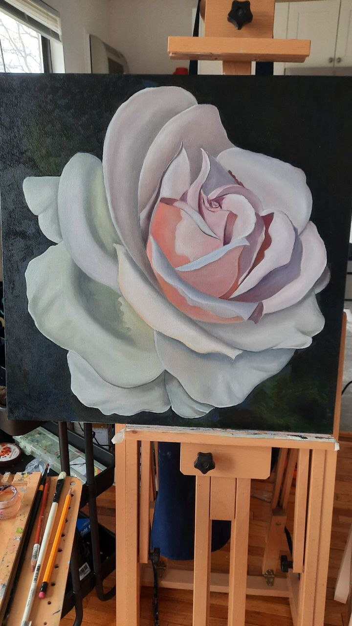 Rose Large Wall Art Original Oil Painting Floral Hyperrealism - Etsy