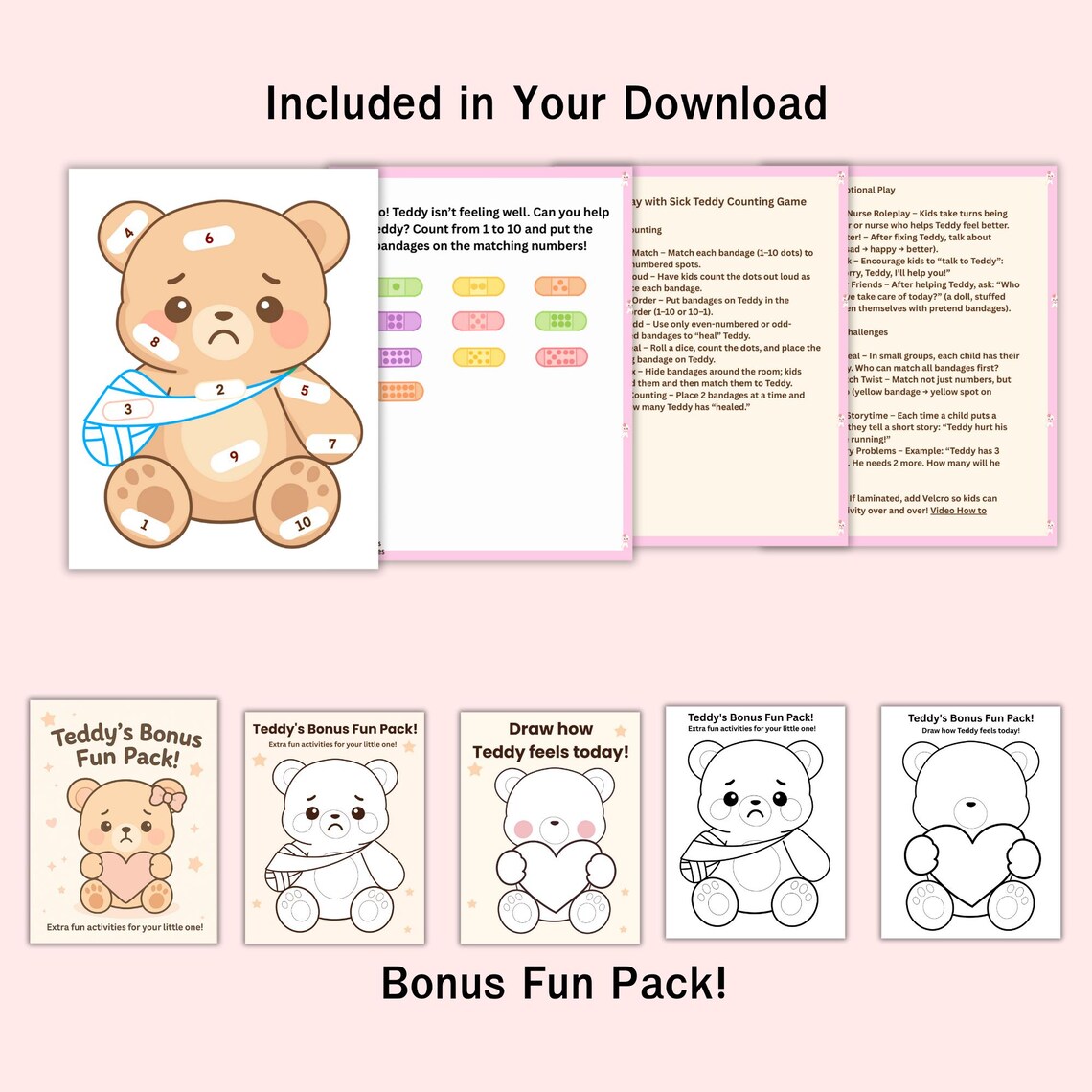Sick Teddy Bear Activity | Counting Numbers 1-10 Game : Preschool ...