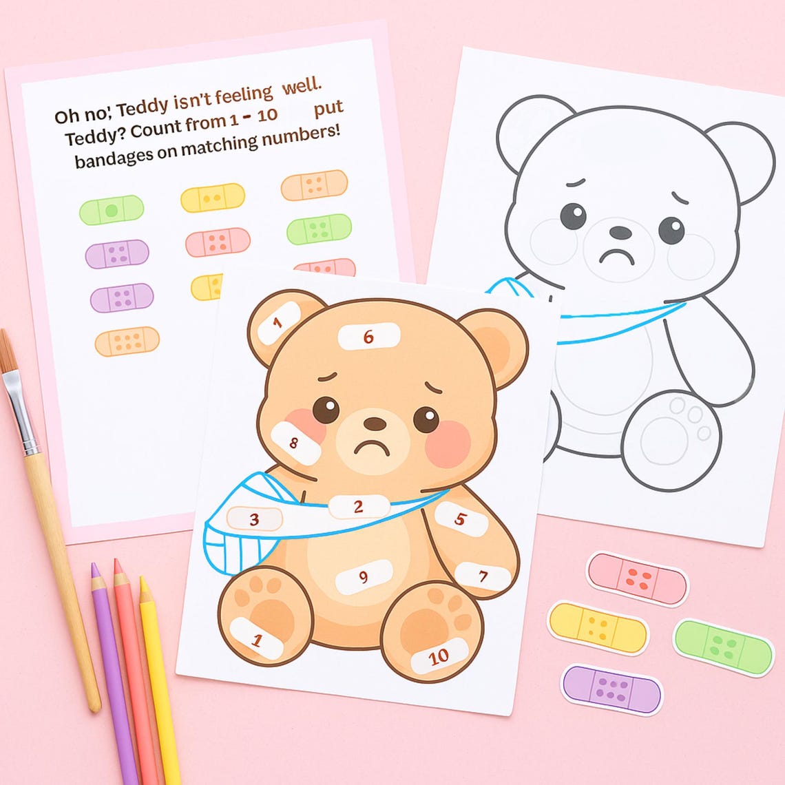 Sick Teddy Bear Activity | Counting Numbers 1-10 Game : Preschool ...