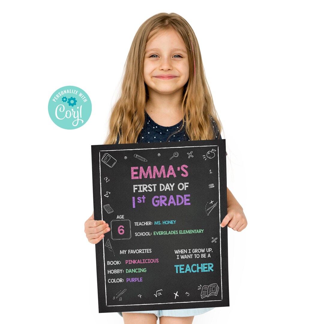 First Day of School Editable Printable Sign Poster - Instant Download ...