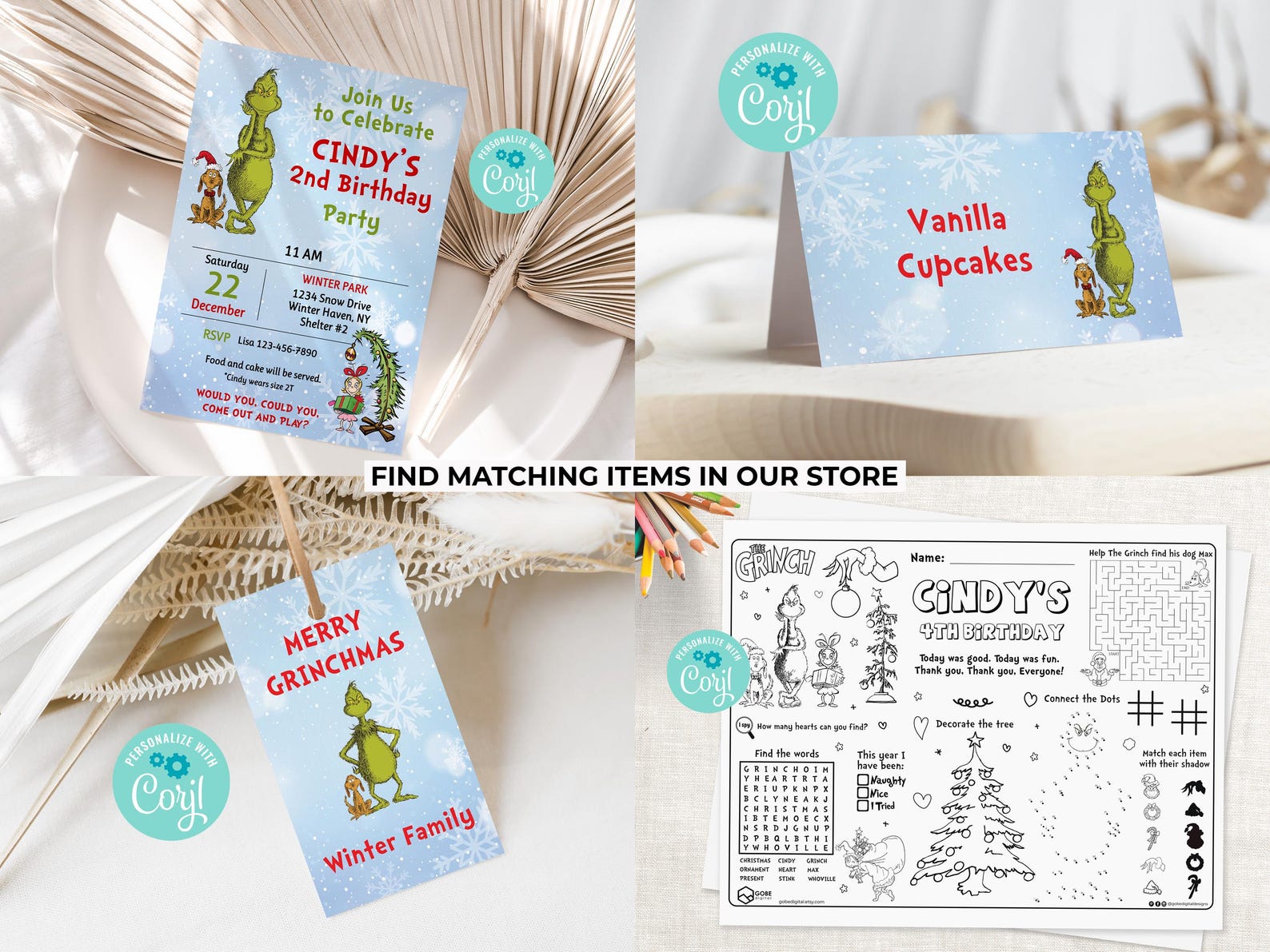Merry Grinchmas Coloring Page Ideal for Teachers, Birthday Party Favors ...