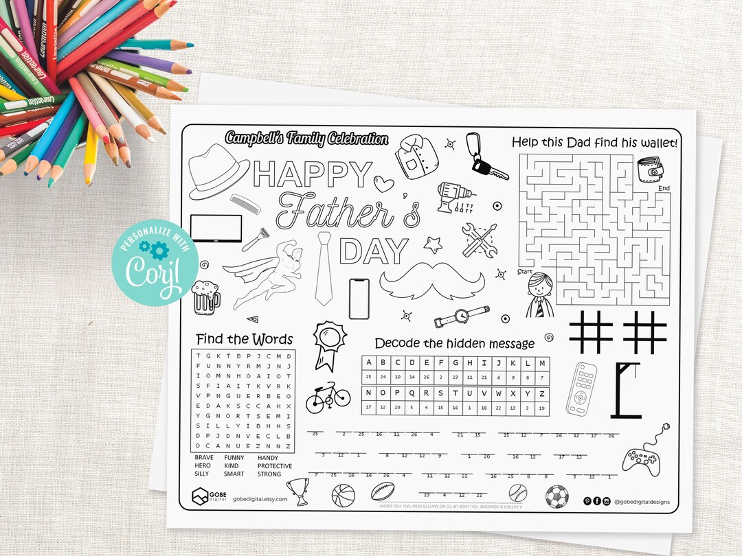 Fathers Day Activity Sheet - Father's Day Printable - Father's Day ...