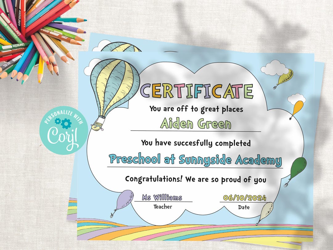 Graduation Certificate. Hot Air Balloon Certificate. School Certificate ...
