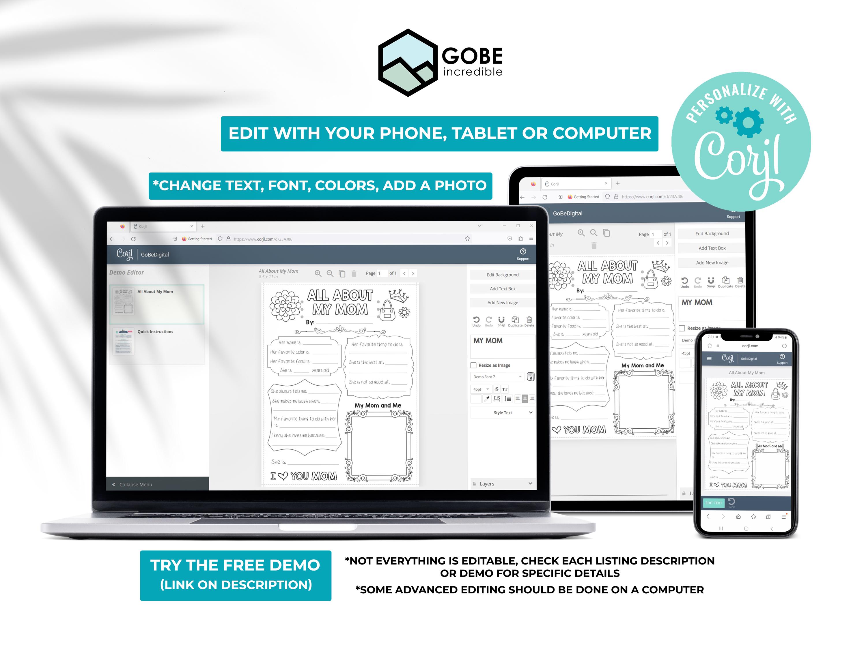 All About My Sister Printable - Mother's Day Gift - Mother's Day ...