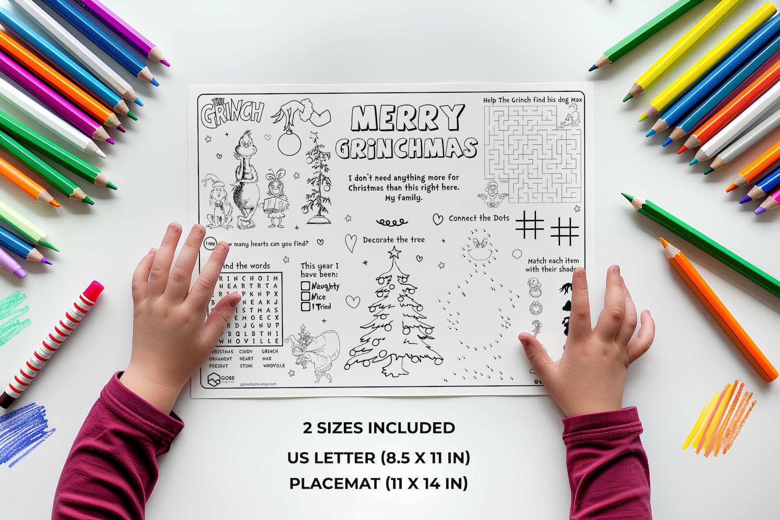 Merry Grinchmas Coloring Page Ideal for Teachers, Birthday Party Favors ...