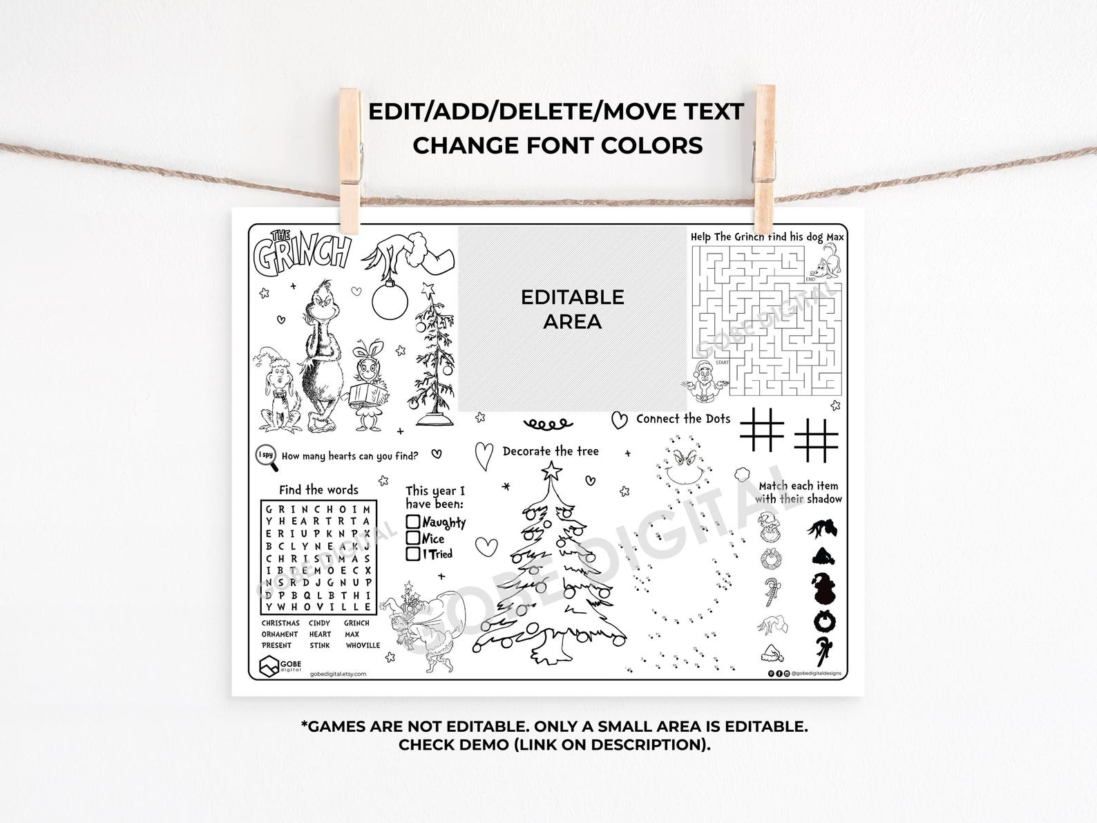 Merry Grinchmas Coloring Page Ideal for Teachers, Birthday Party Favors ...