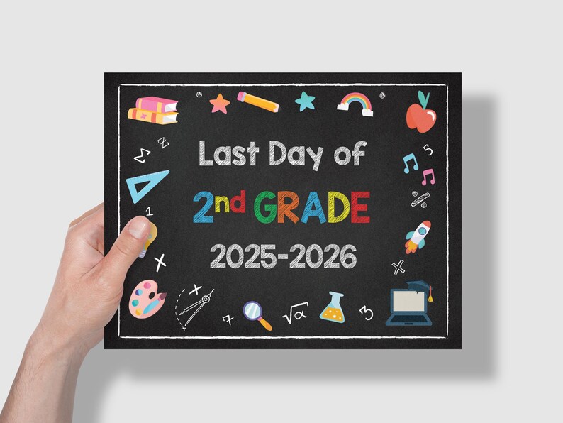 Last Day of 2nd Grade Printable Sign Poster Last Day of School - Etsy
