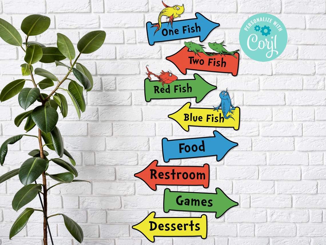 One Fish Two Fish Directional Arrows Sign - One Fish Two Fish Editable ...
