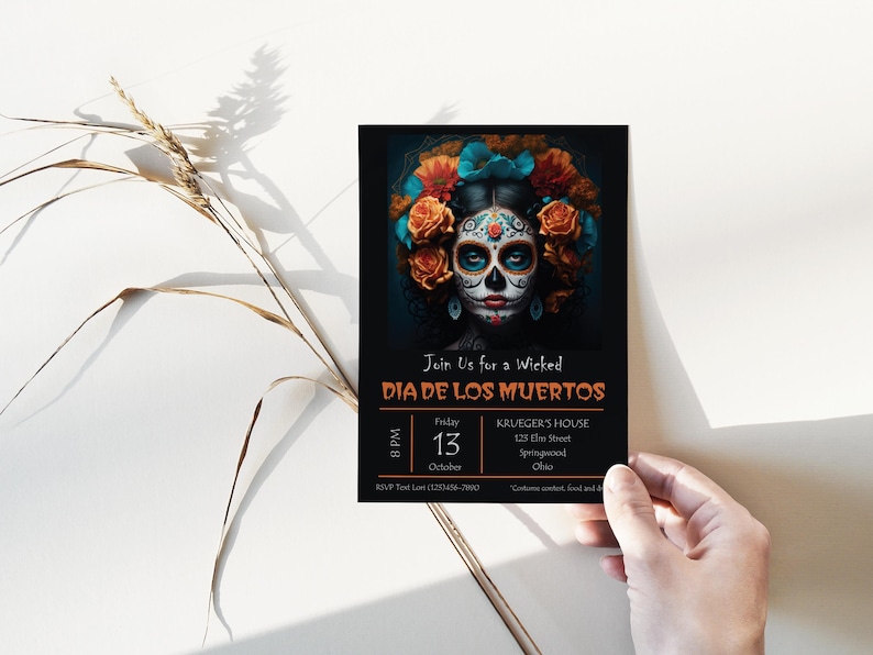 Dia De Los Muertos Invitation, Halloween Party (editable Template) - Etsy