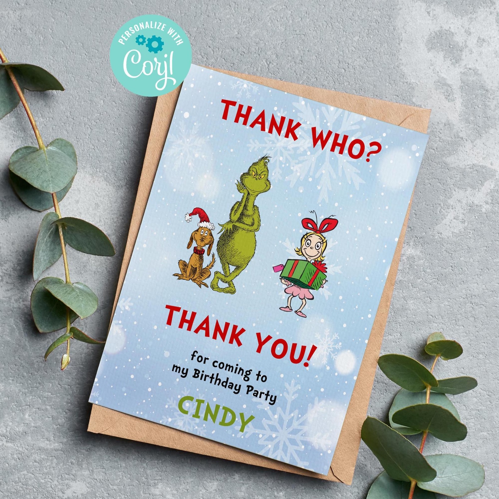 Merry Grinchmas Thank You Cards - Digital File - Merry Grinchmas Cards ...