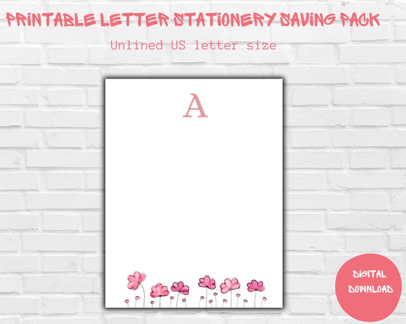 Stationery Monogram Printable Letter Floral Decoration Writing Initials ...