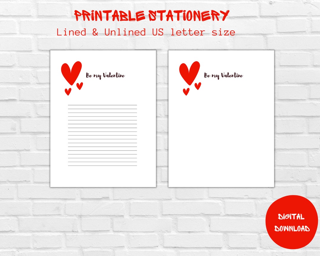 Printable Stationery With Hearts for Valentine's Day, Love Letter ...