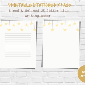 Starry Writing Paper, Boho Printable Stationery Saving Pack, Boho Stars ...