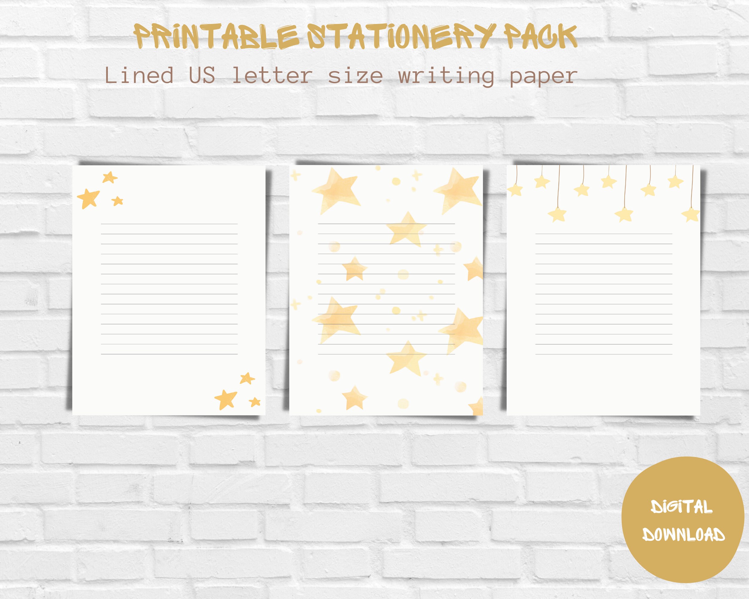 Starry Writing Paper, Boho Printable Stationery Saving Pack, Boho Stars ...