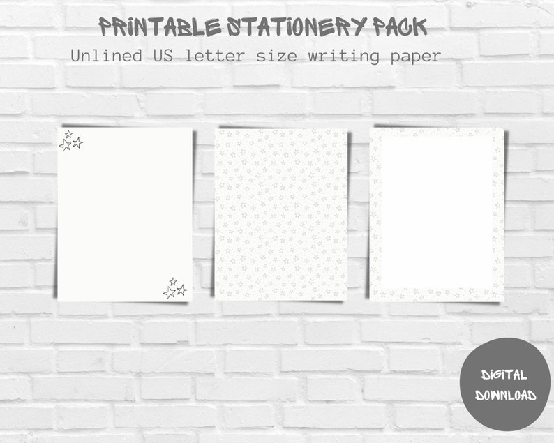 Starry Writing Paper, Graphic Printable Stationery Saving Pack, Stars ...
