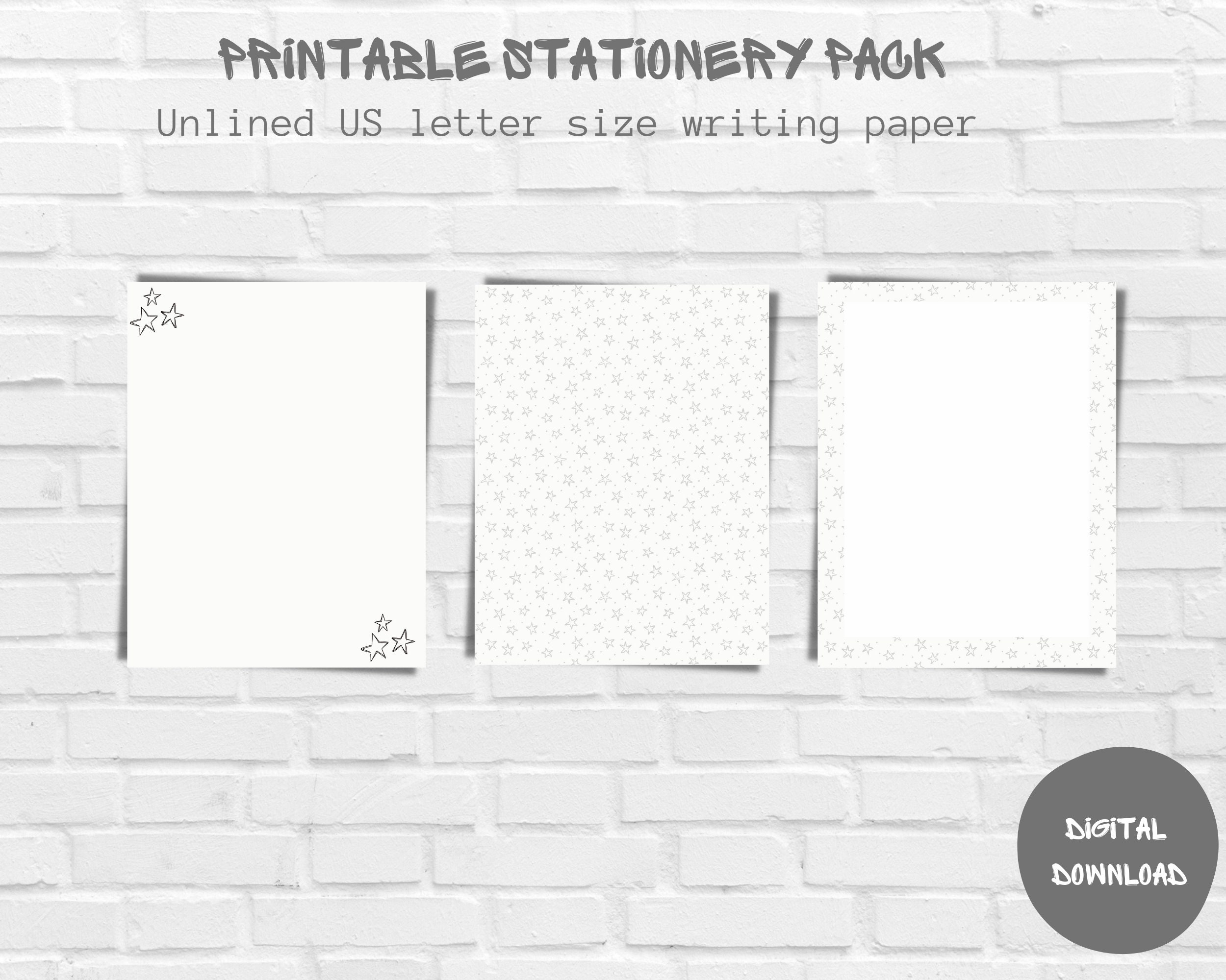 Starry Writing Paper, Graphic Printable Stationery Saving Pack, Stars ...