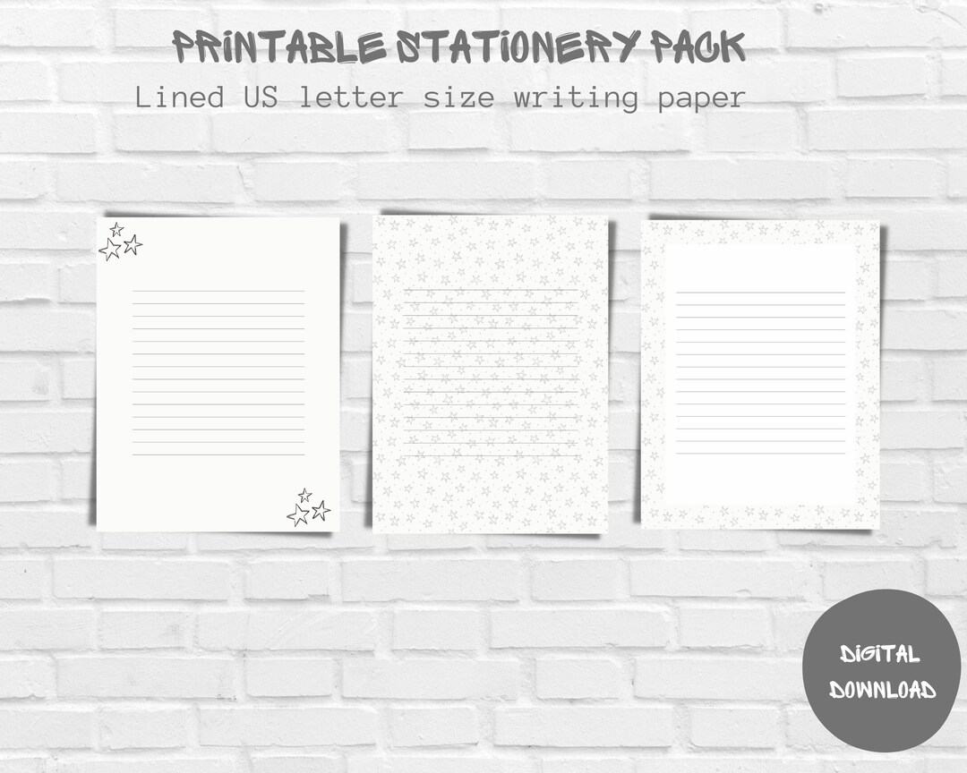 Starry Writing Paper, Graphic Printable Stationery Saving Pack, Stars ...
