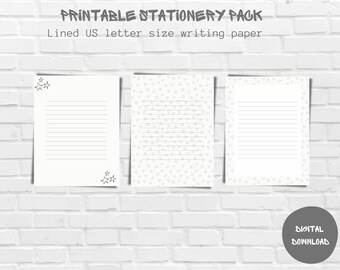 Starry Writing Paper, Boho Printable Stationery Saving Pack, Boho Stars ...
