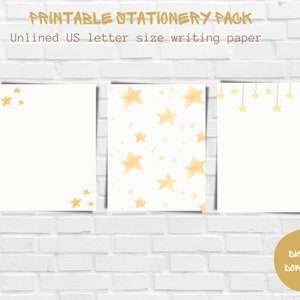 Starry Writing Paper, Boho Printable Stationery Saving Pack, Boho Stars ...