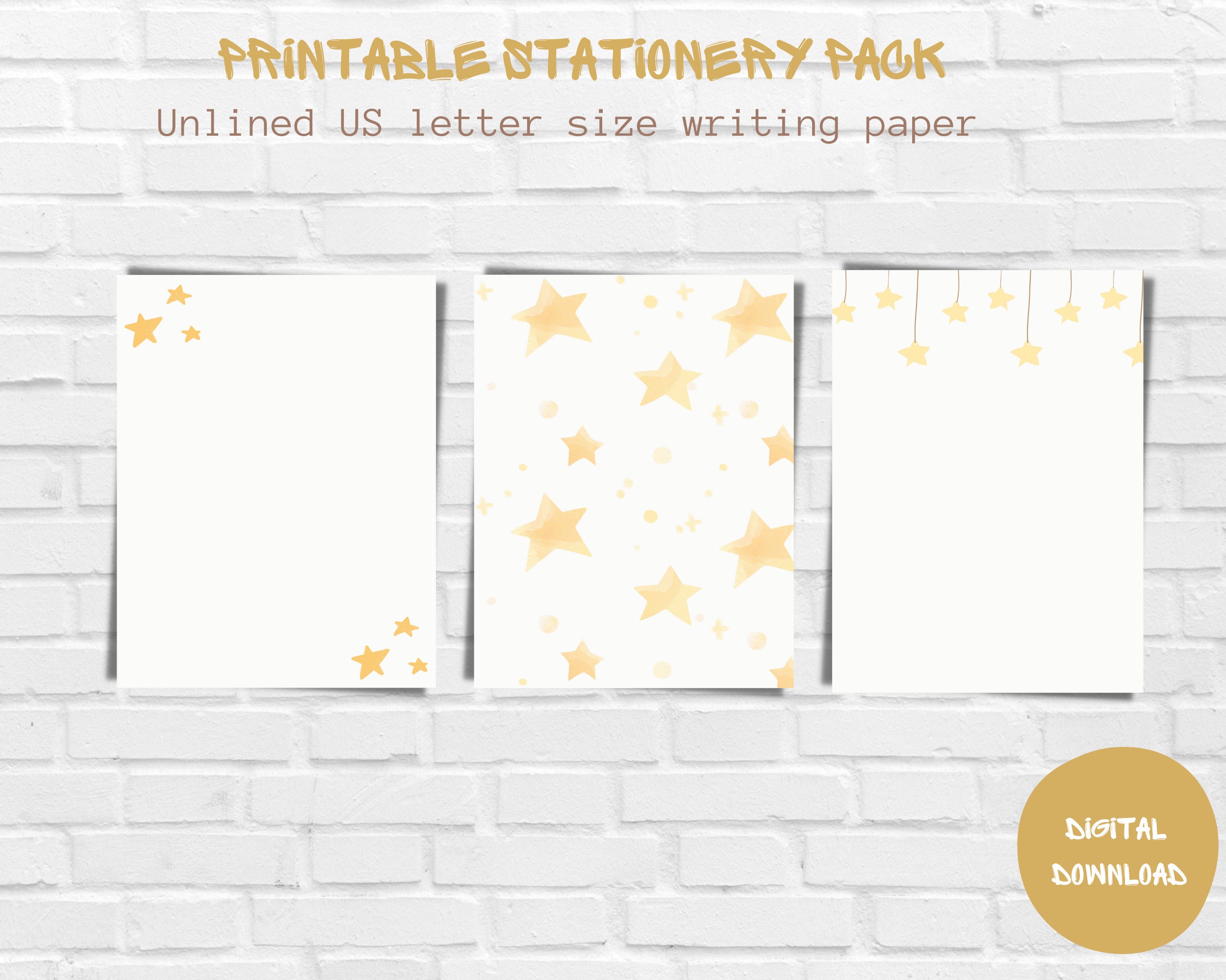 Starry Writing Paper, Boho Printable Stationery Saving Pack, Boho Stars ...