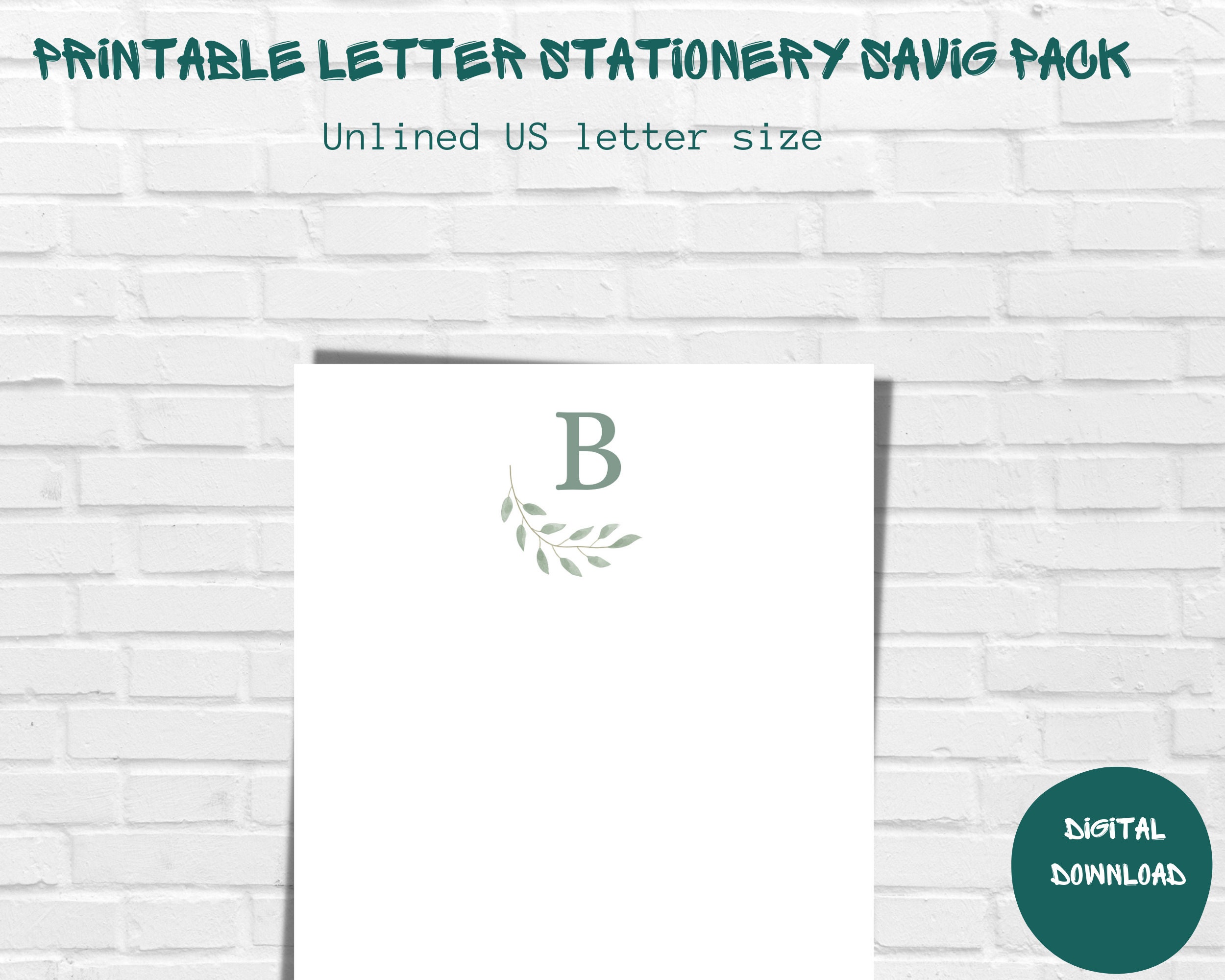 Stationery Monogram Printable Letter Botanical Decoration Writing ...
