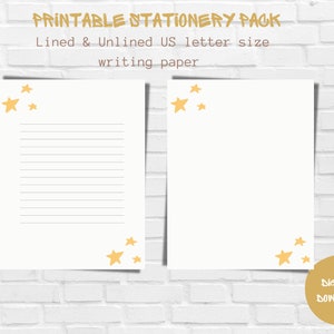 Starry Writing Paper, Boho Printable Stationery Saving Pack, Boho Stars ...
