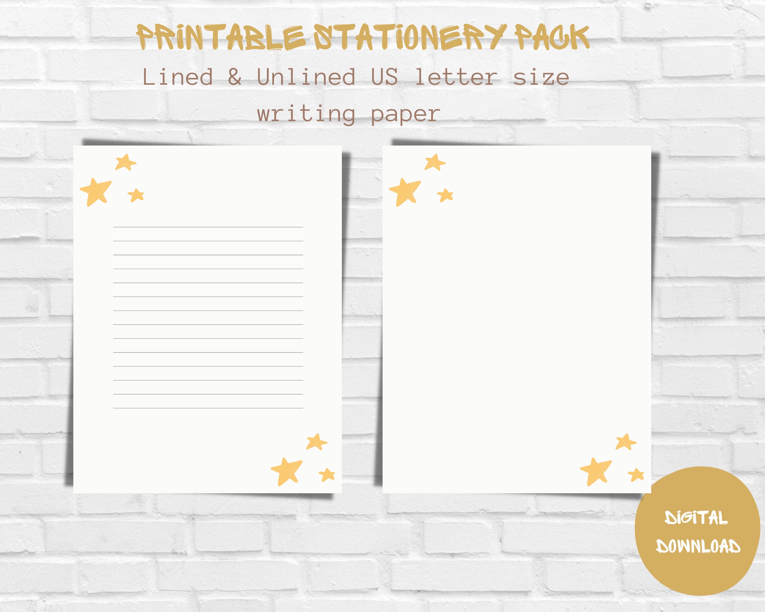 Starry Writing Paper, Boho Printable Stationery Saving Pack, Boho Stars ...