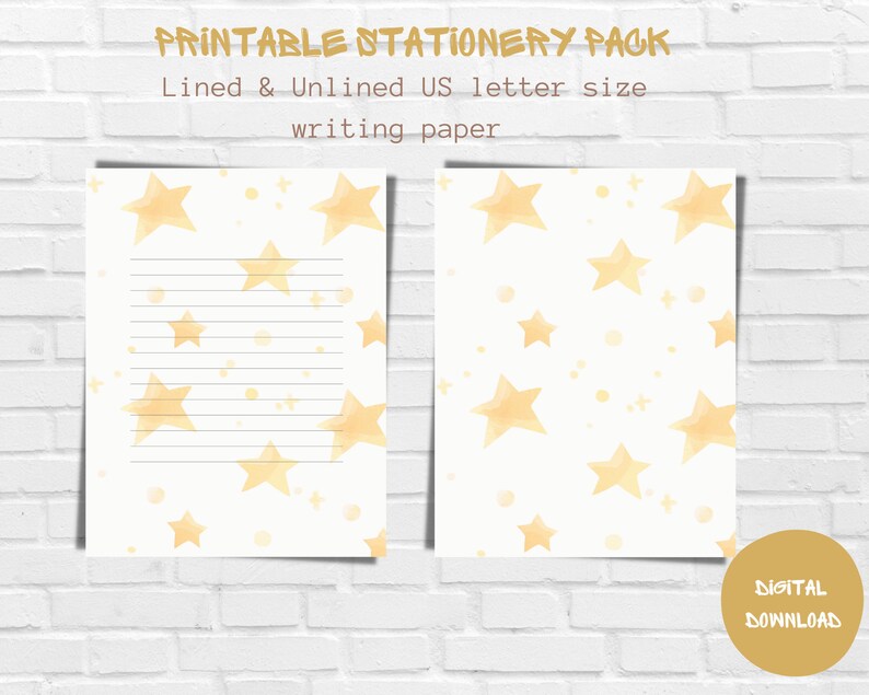 Starry Writing Paper, Boho Printable Stationery Saving Pack, Boho Stars ...