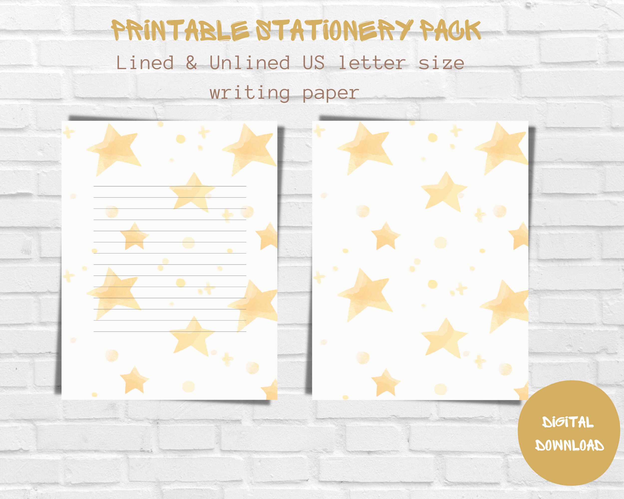 Starry Writing Paper, Boho Printable Stationery Saving Pack, Boho Stars ...