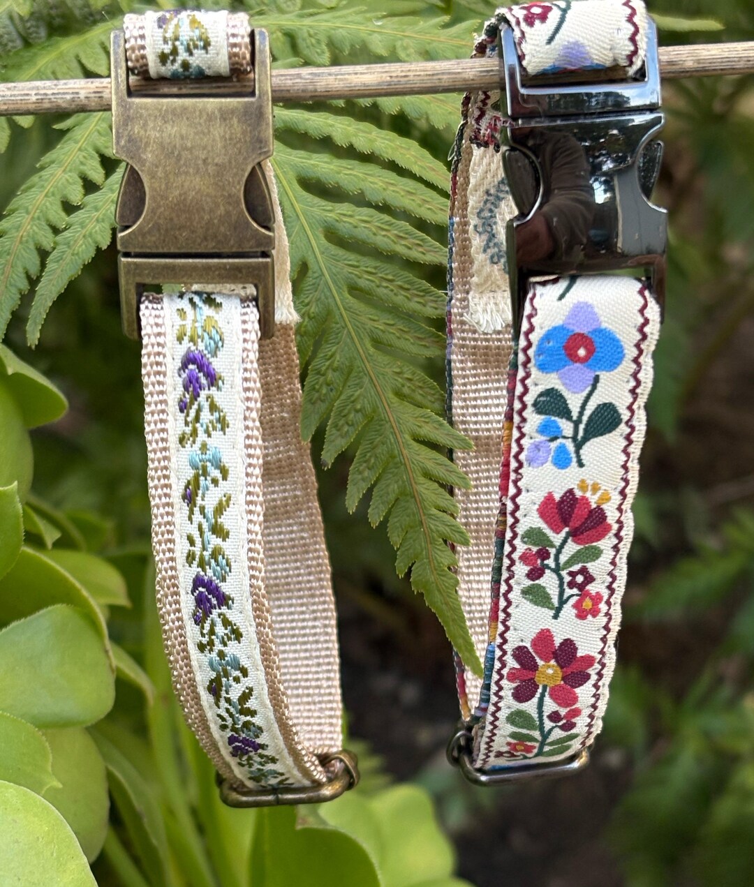 Dog Collars - (3 Mini Boho Style) - Embroidered or Brocade Trim on ...