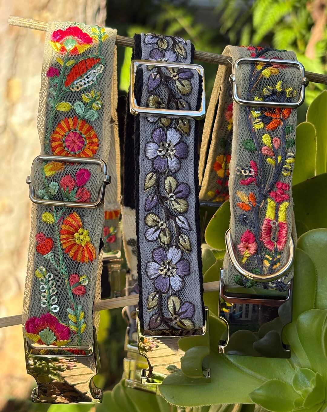 Dog Collars - (3 Garden Styles) - Embroidered Trim in Webbing ...