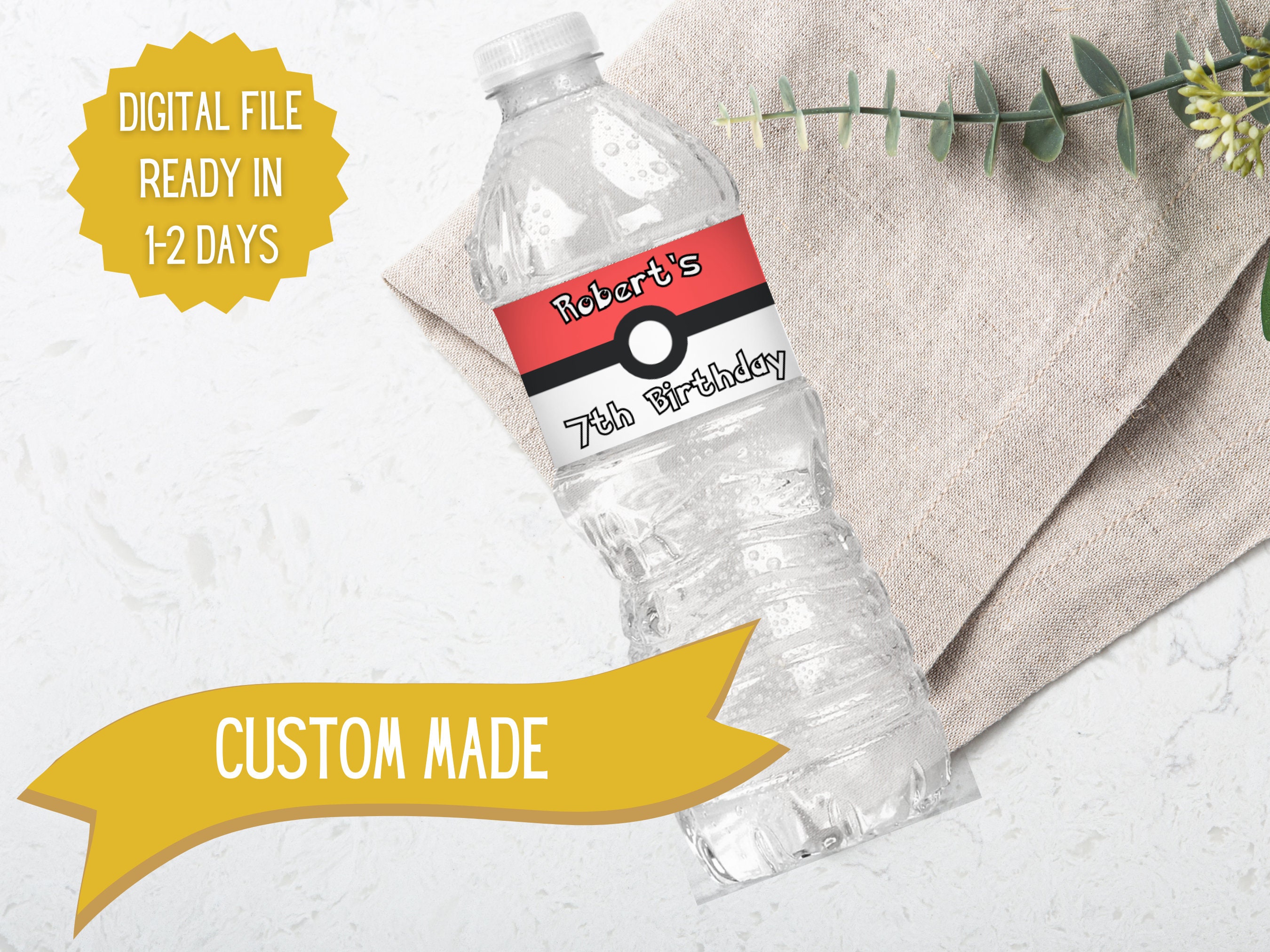 CUSTOM Pokemon Water Bottle Labels, Pokemon Party, Pokemon Birthday ...