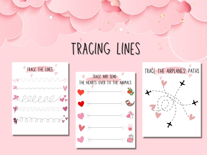 Valentine's Tracing Sheet, Printable Tracing Activity for Kids ...