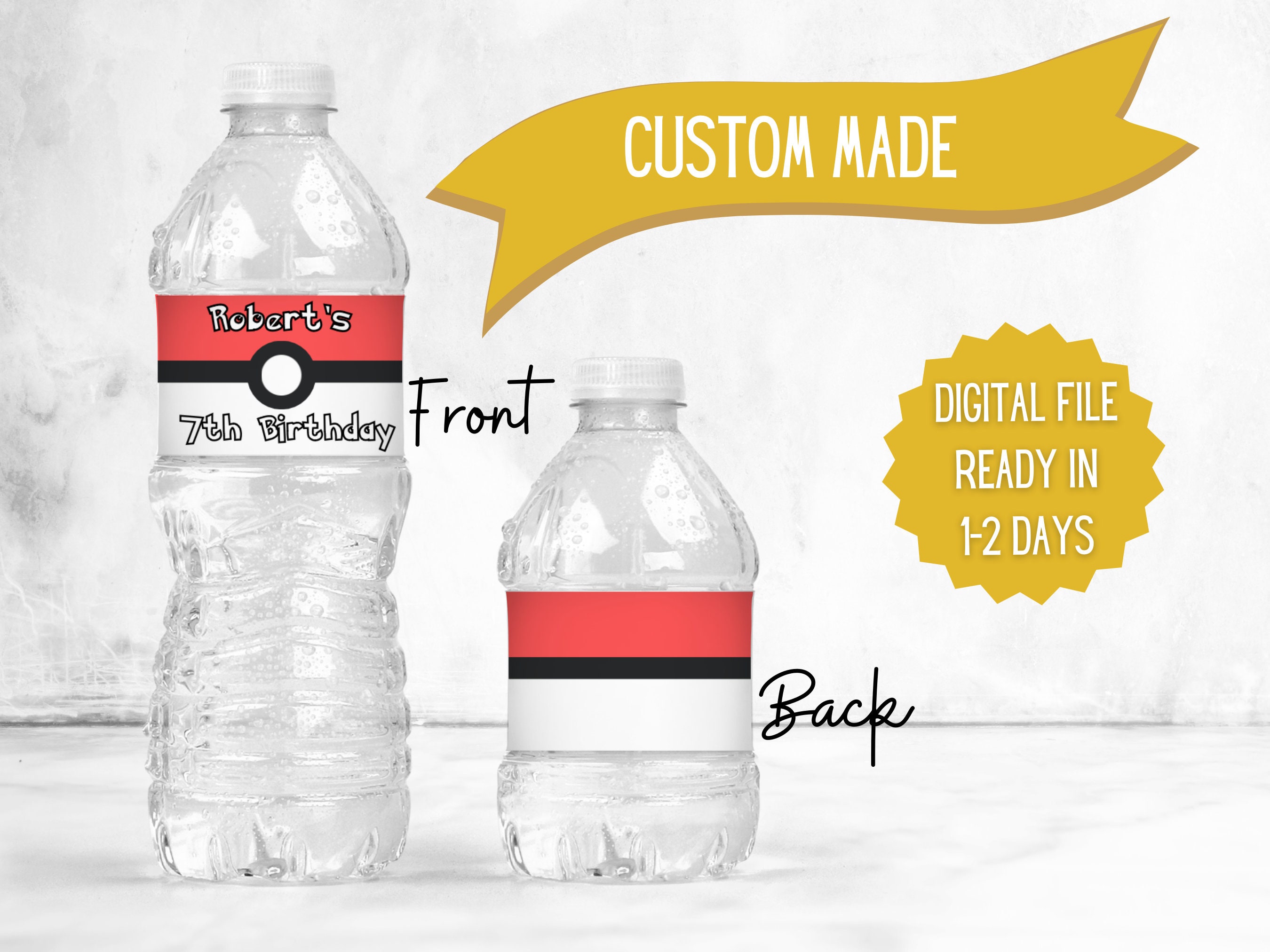 CUSTOM Pokemon Water Bottle Labels, Pokemon Party, Pokemon Birthday ...