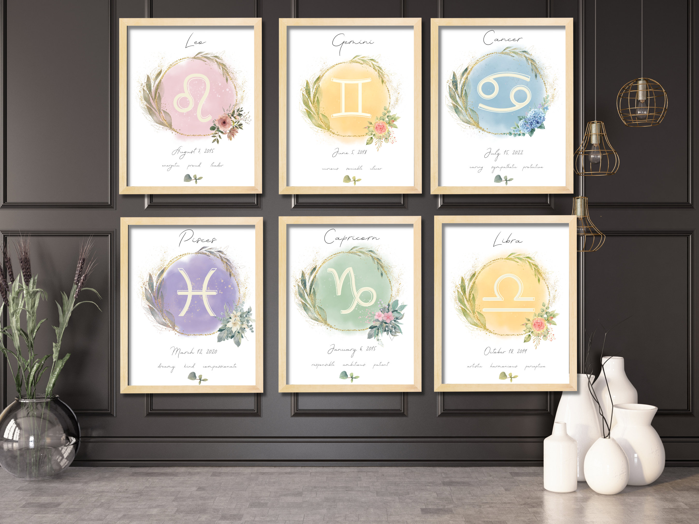 Custom Zodiac Wall Art, Personalized Astrology Art, Zodiac Wall Decor ...