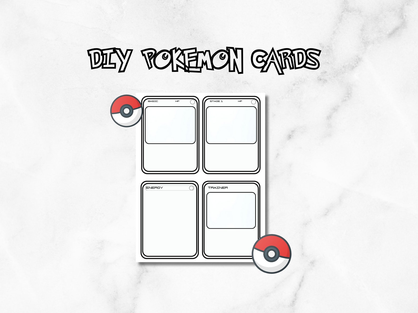 DIY Printable Pokemon Cards, Pokemon Cards to Color, Kid's Activity ...