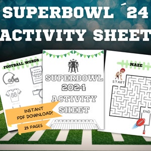 2024 SUPERBOWL KIDS ACTIVITY, Tracing Activity, Coloring Pages, Word ...