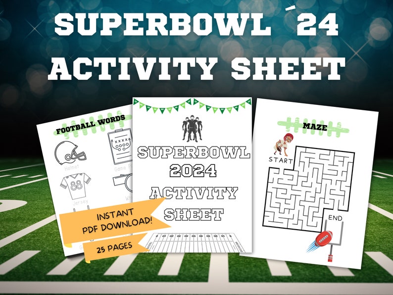 2024 SUPERBOWL KIDS ACTIVITY, Tracing Activity, Coloring Pages, Word ...