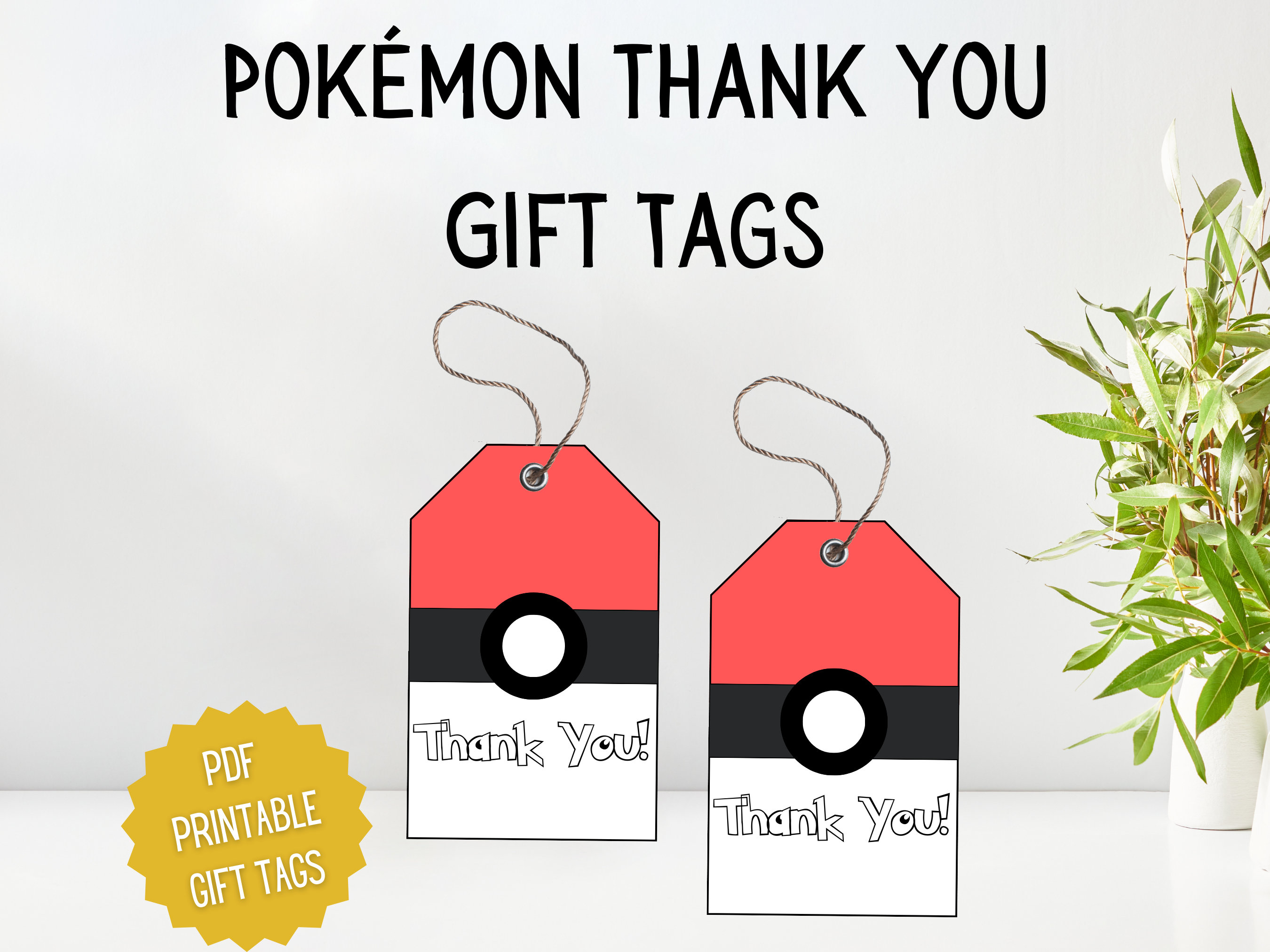Pokemon Thank You Gift Tags, Pokemon Party, Pokemon Birthday, Printable ...