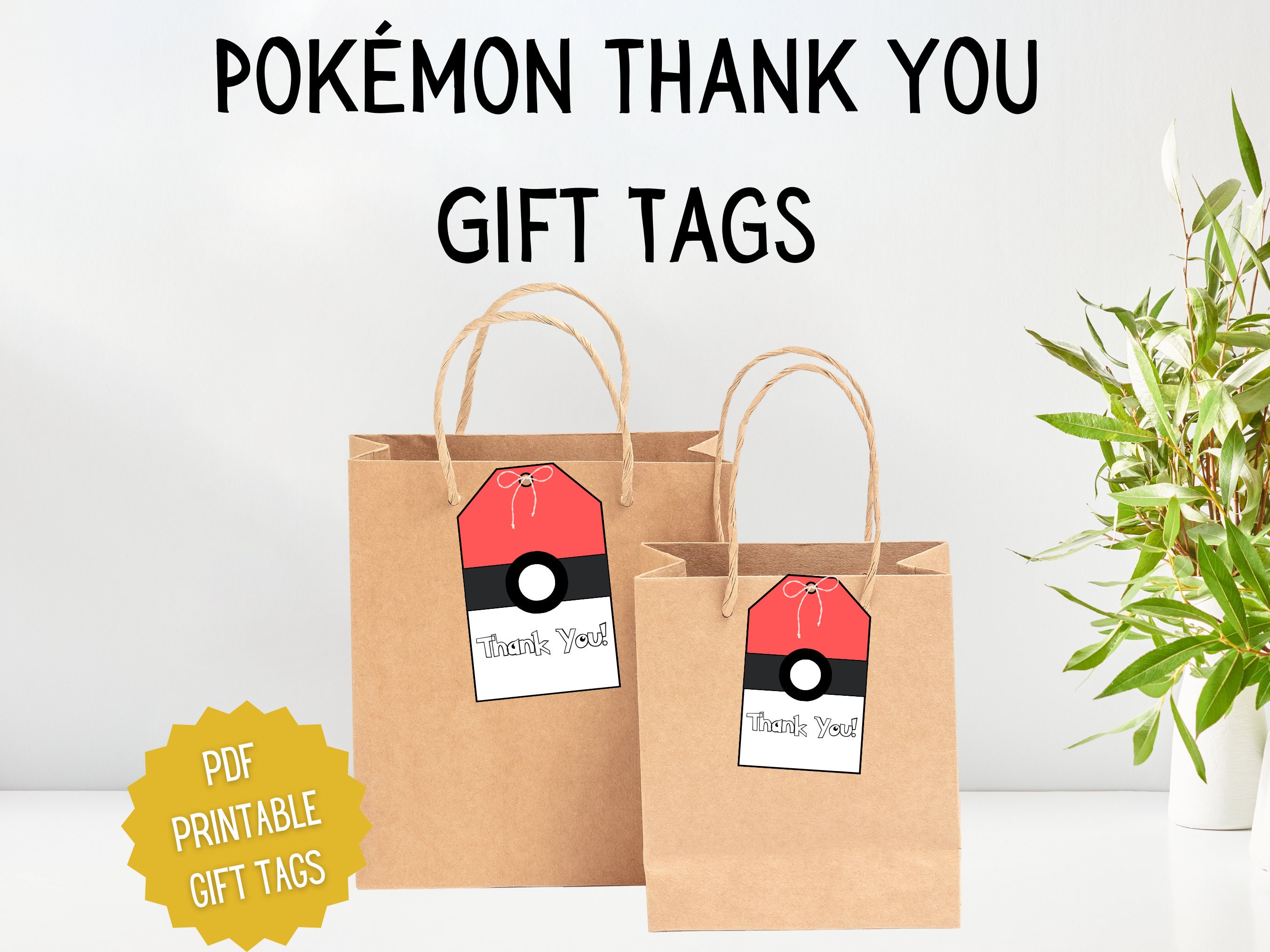 Pokemon Thank You Gift Tags, Pokemon Party, Pokemon Birthday, Printable ...