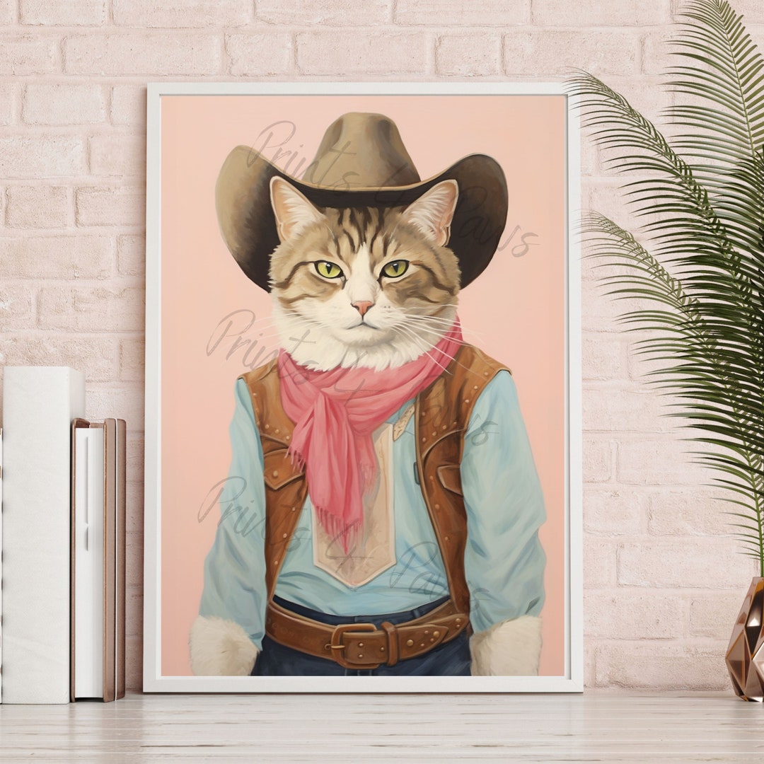 Cowboy Cat on the Ranch Western Art Rodeo Art Print Cat - Etsy